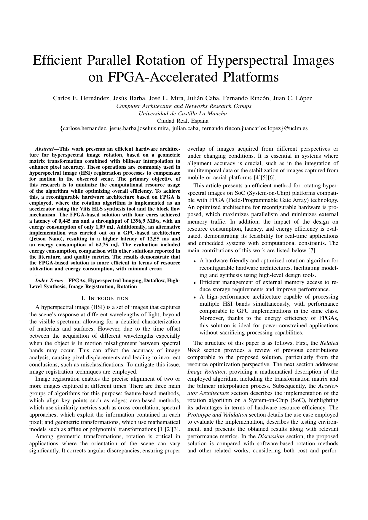 Efficient Parallel Rotation of Hyperspectral Images on FPGA-Accelerated ...